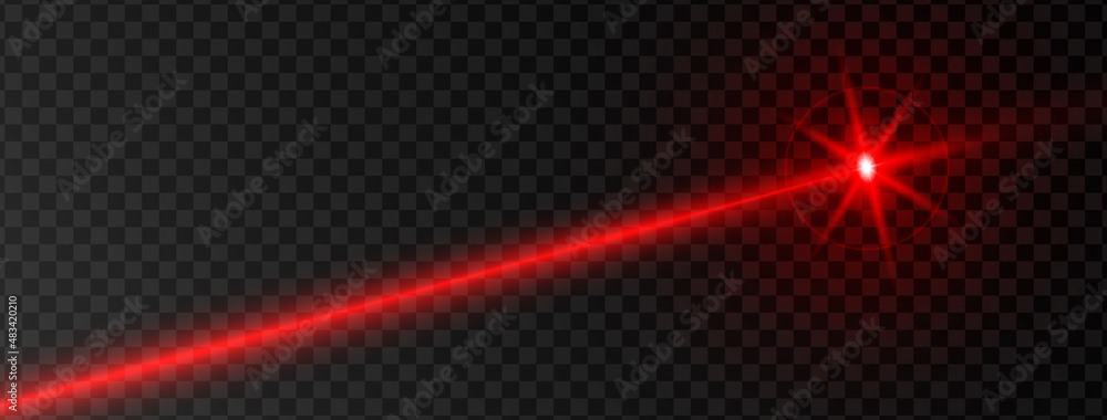 Red laser beam. Light line ray. Space background. Color energy effect ...