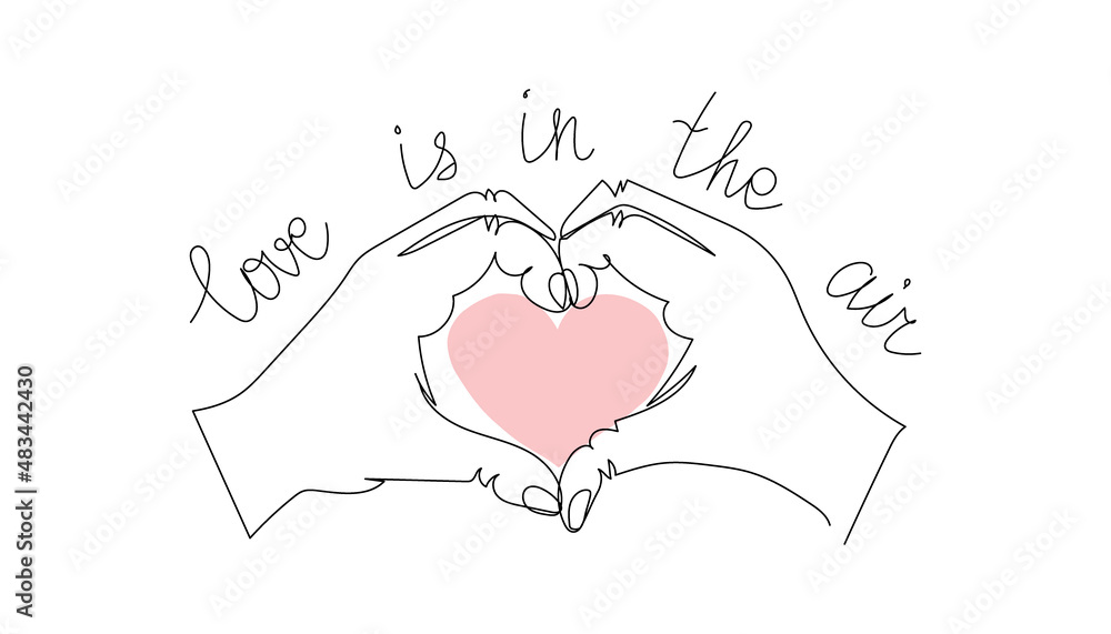Love is in the air one line art. Continuous line drawing of couple in ...