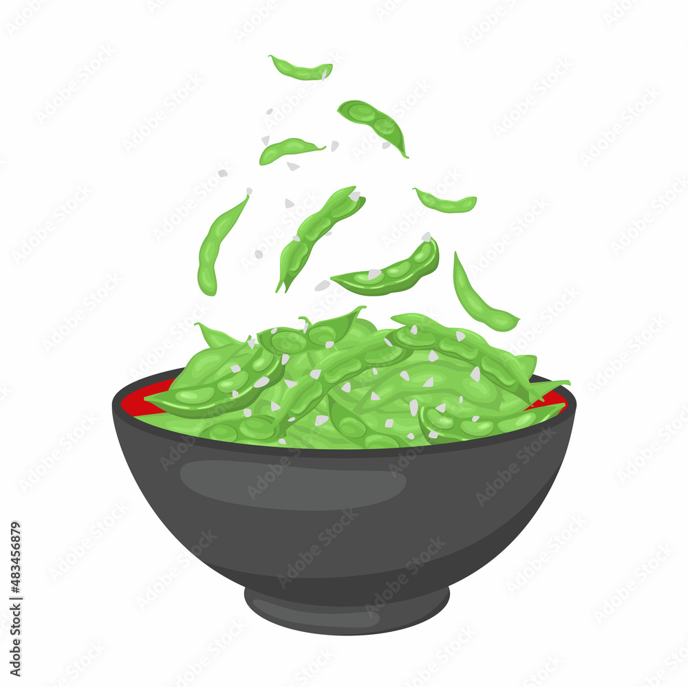 Edamame beans bowl. Vector stock illustration isolated on white ...