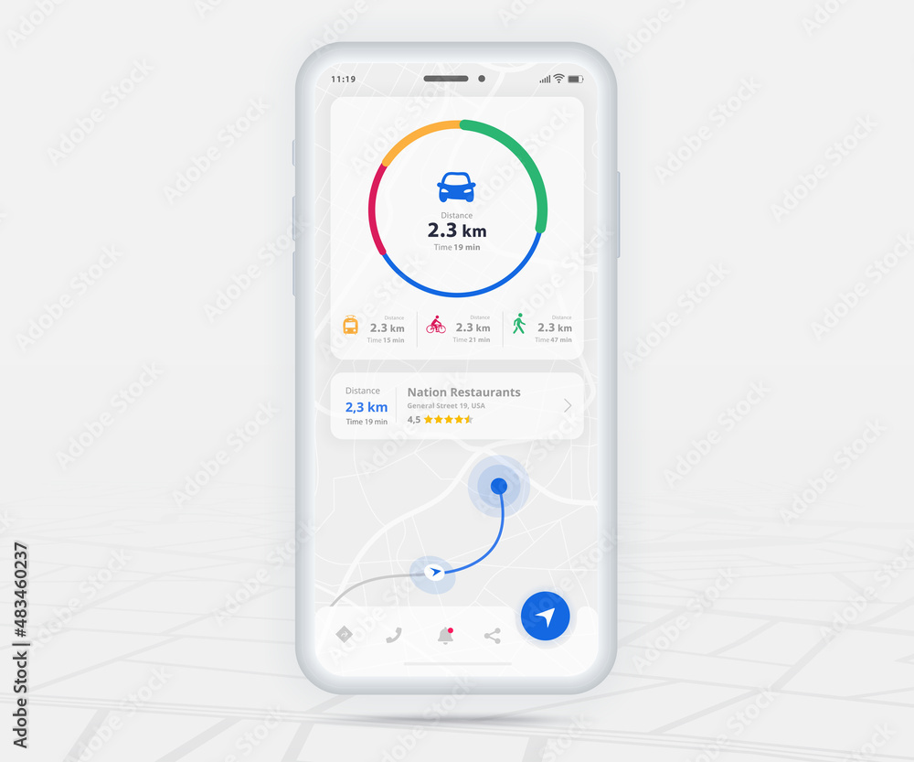 Map Gps Navigation App Ux Ui Concept Mobile Map Application Smartphone App Search Map