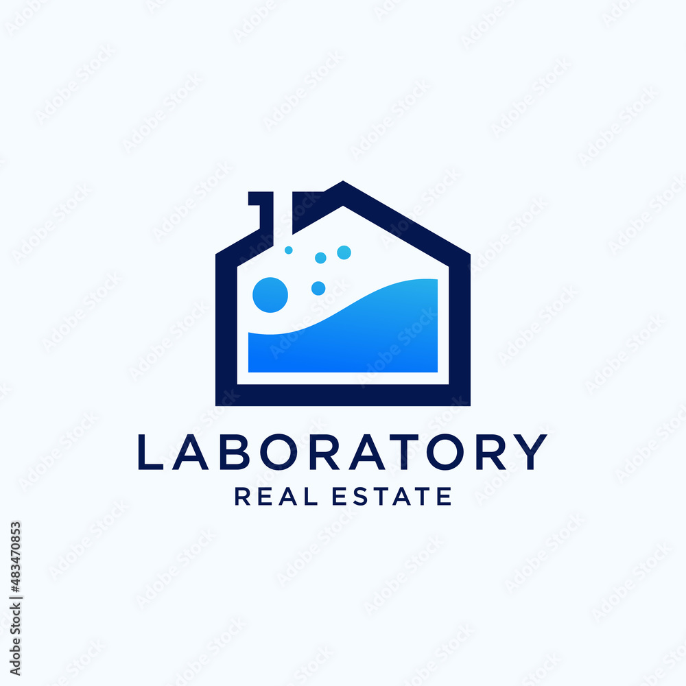 House home of lab laboratory real estate logo design icon premium Stock ...