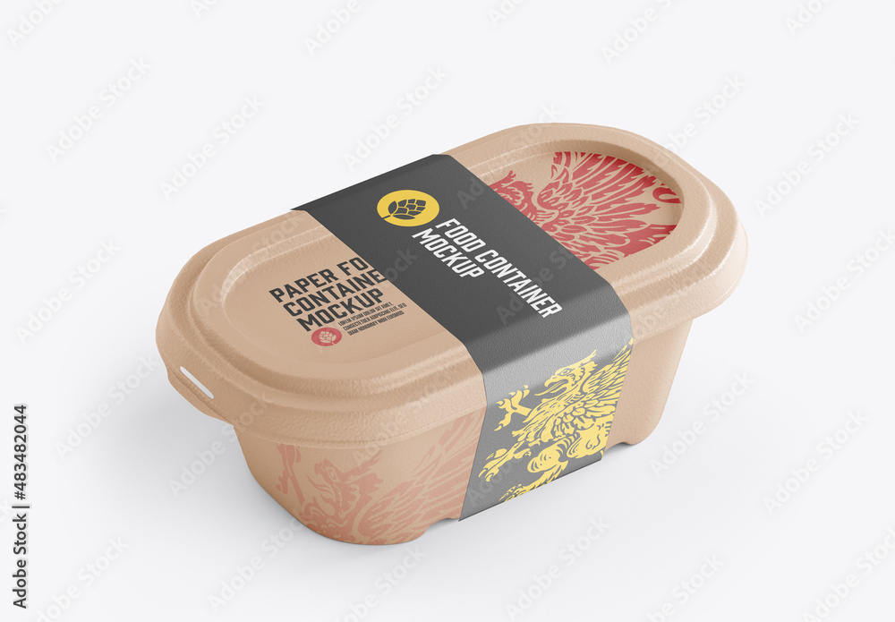 Food Container with Sleeve Mockup Stock Template | Adobe Stock
