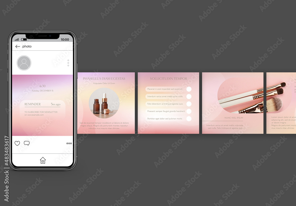 Pink Gradient Beauty Carousel Template Stock Template | Adobe Stock