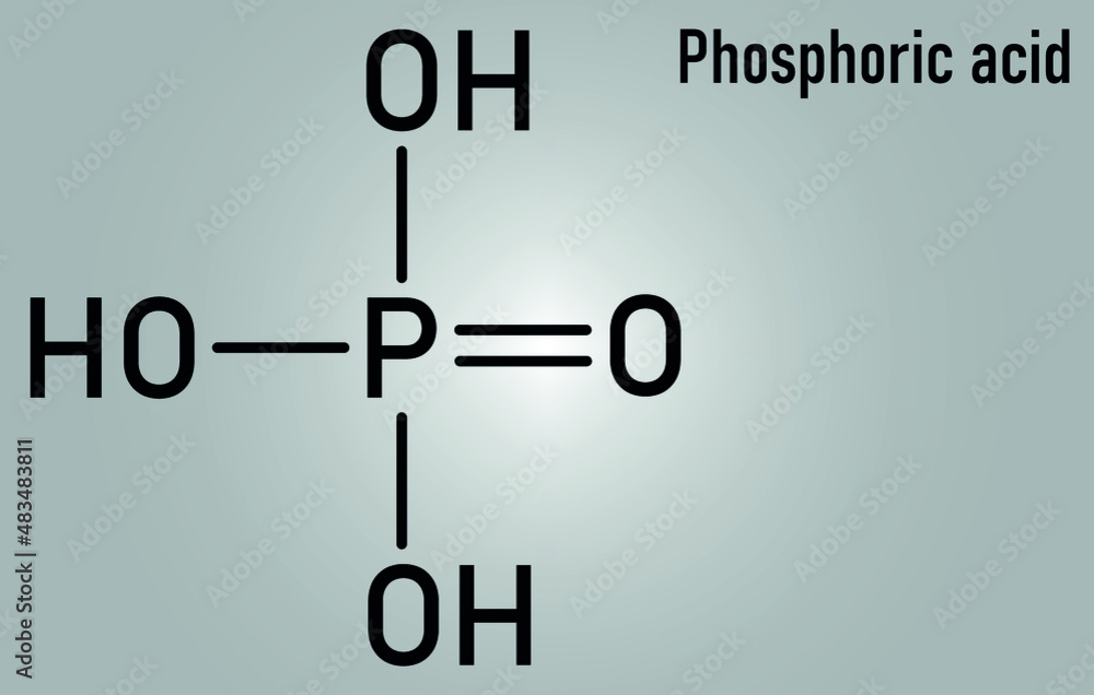 Phosphoric acid mineral acid molecule. Used in fertilizer production ...