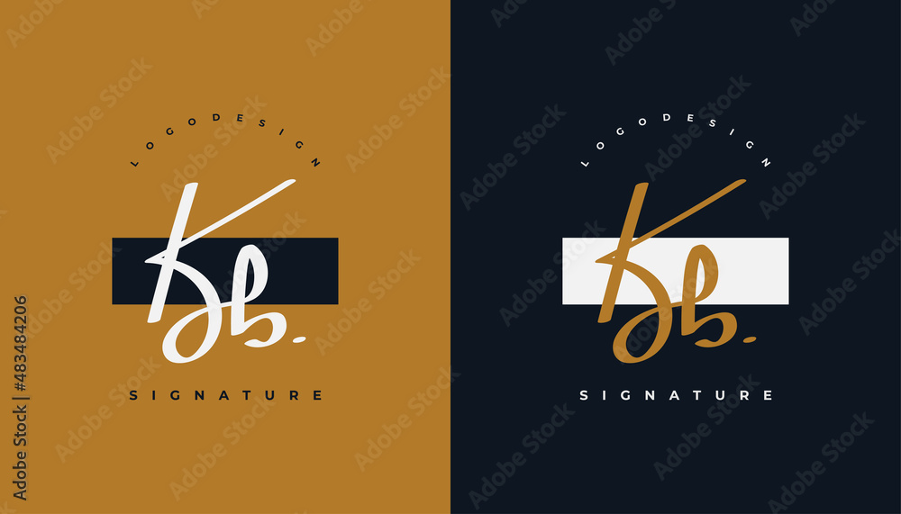 K and B Signature Initial Logo Design with Handwriting Style. KB ...