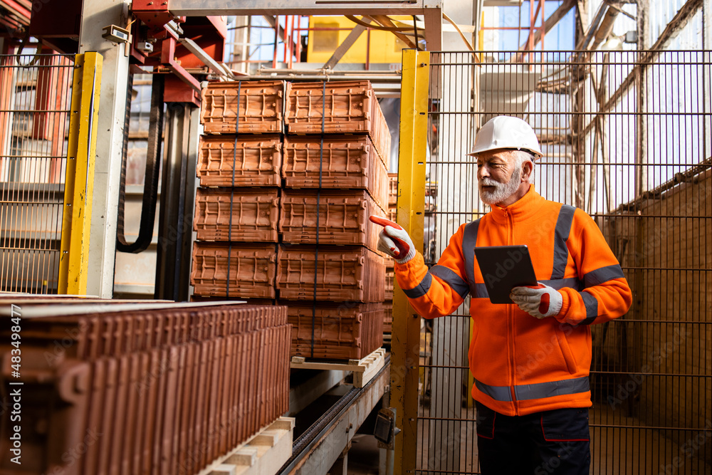 Production of roof tiles or shingle for construction industry. Factory ...