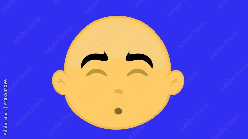 Loop animation of the face of a yellow and bald cartoon character ...
