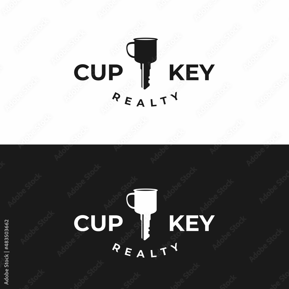 Cup and Key Icon. Realty Logo design idea. Stock Vector | Adobe Stock