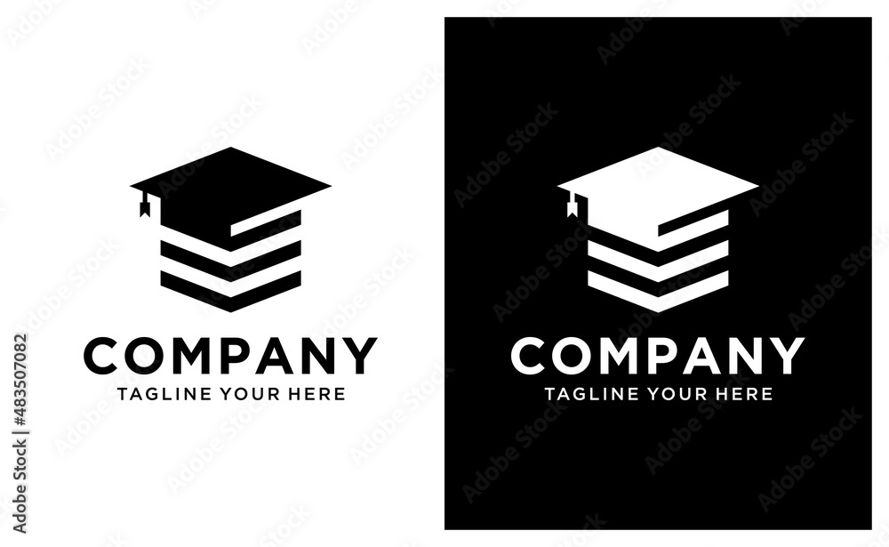 letter E and bachelor hat with word grad logo, students graduation ...