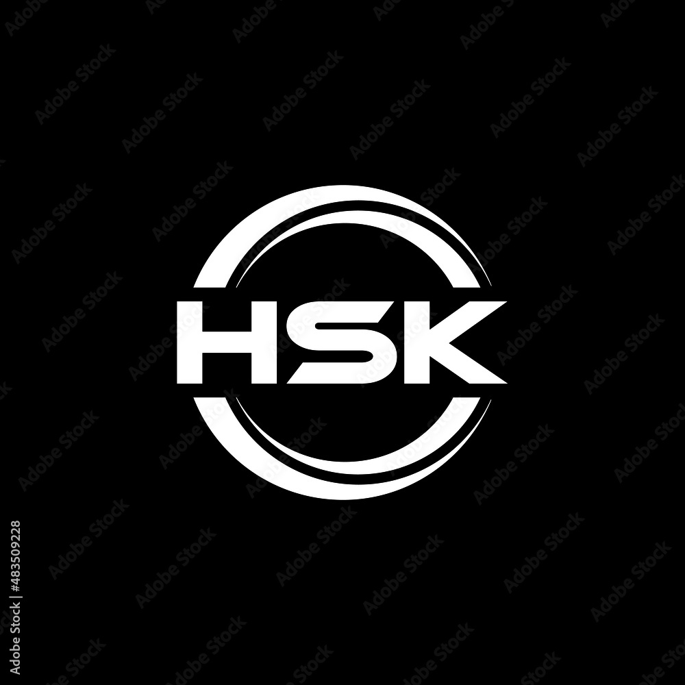 HSK letter logo design with black background in illustrator, vector ...