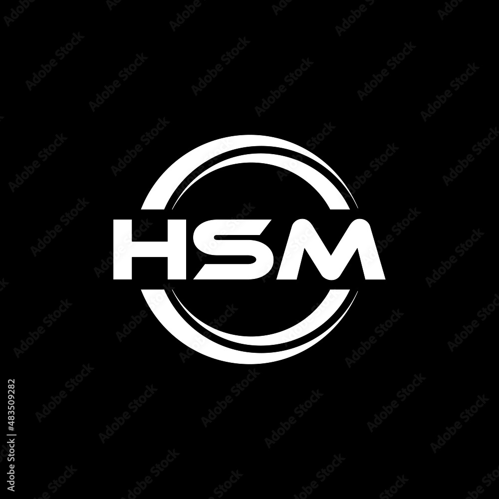 Vettoriale Stock HSM letter logo design with black background in ...