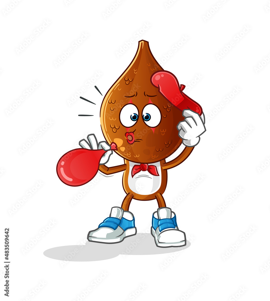 snake fruit head cartoon pantomime blowing balloon. cartoon vector ...