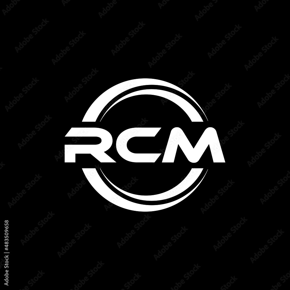 RCM letter logo design with black background in illustrator, vector ...