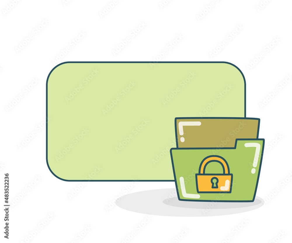 blank note board with secured folder icon vector illlustration Stock ...