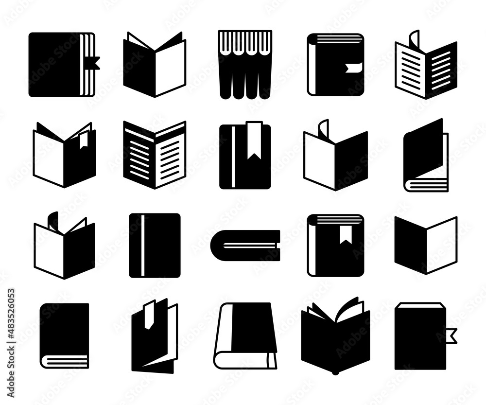 books and documents icons set Stock Vector | Adobe Stock
