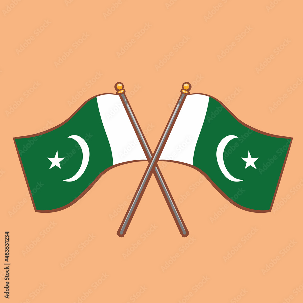 Hand drawn cartoon illustration of Pakistani flag Stock Vector | Adobe ...