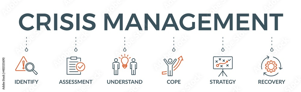 Crisis management banner web icon vector illustration for business ...