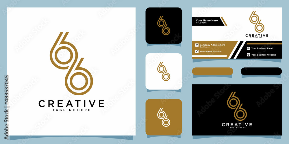 Number 66, logo icon design template vector with business card design ...