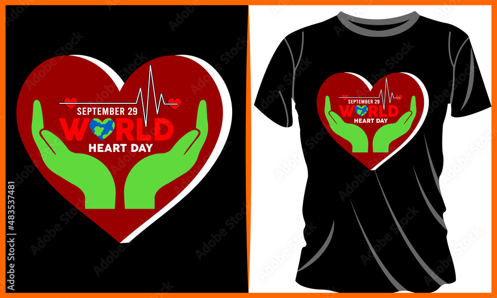 World Heart Day T-shirt Design. World Heart Day Typography Vector ...