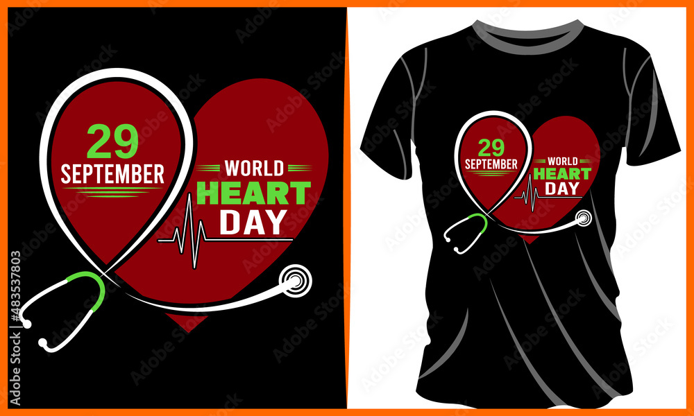 World Heart Day T-shirt Design. World Heart Day Typography Vector ...