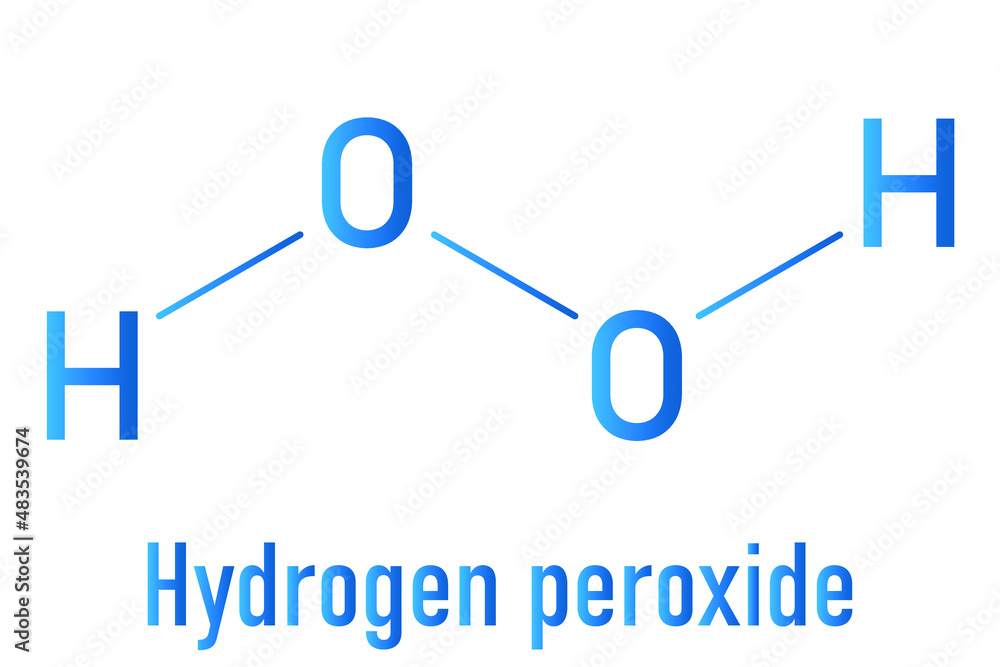 Hydrogen peroxide molecule. Reactive oxygen species, ROS. Used as ...