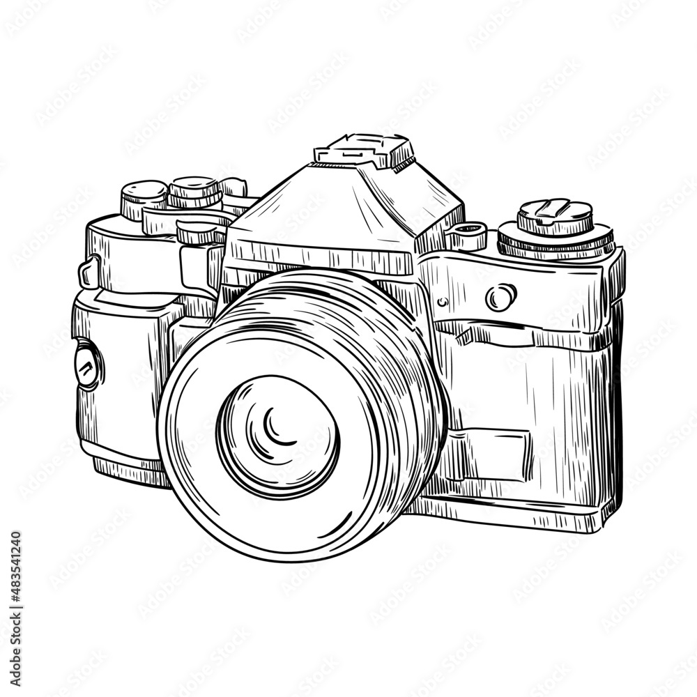 camera line graphic drawing in vector Stock Vector | Adobe Stock
