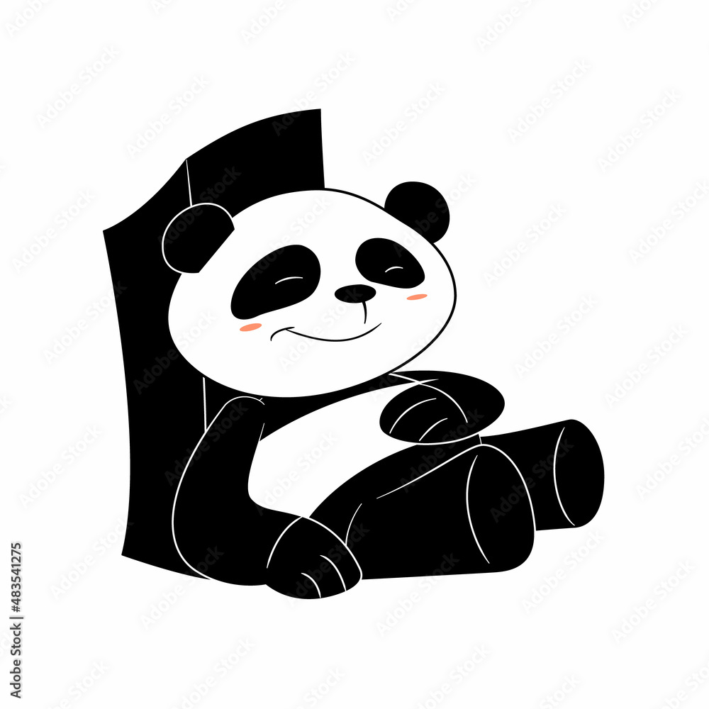 cartoon illustration of cute panda relaxing sleeping isolated Stock ...