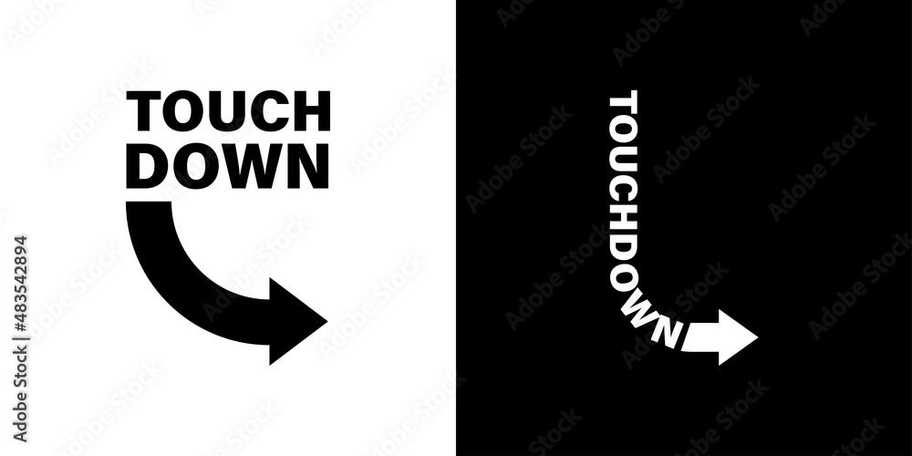Touchdown and Arrow Logo. On black and white color. Simple, elegant ...