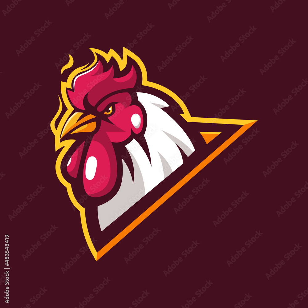 Rooster on fire mascot logo design vector with modern illustration for ...