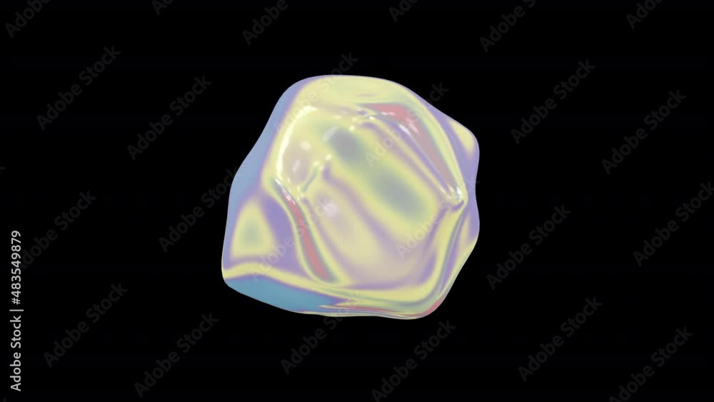 Animated 3D Holographic Object. Liquid holographic background. Loop ...