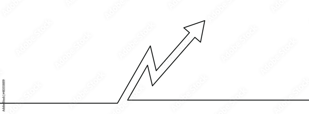 Continuous line drawing of up arrow. Up arrow linear icon. One line ...