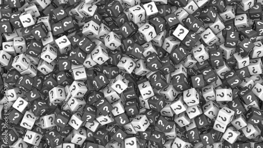 Question Marks Cubic Background. Many Black and White Cubes with ...