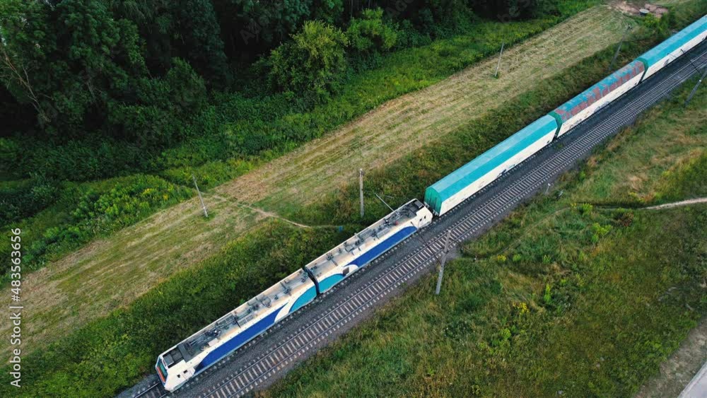 Shipping Containers Transportation On Freight Train By Railway ...