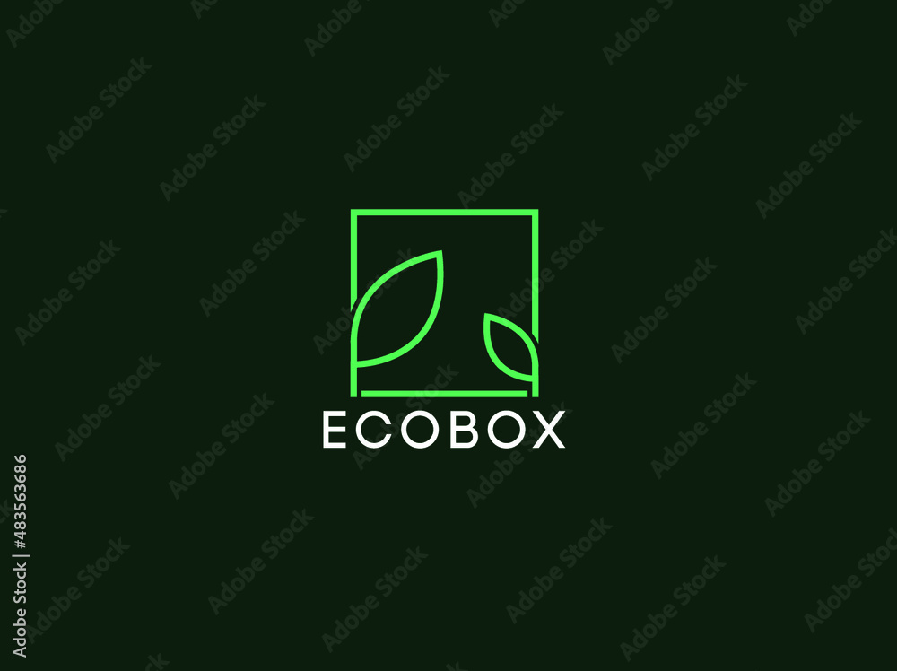 EcoBox Eco Box leaf leaves plants green logo design template vector for ...