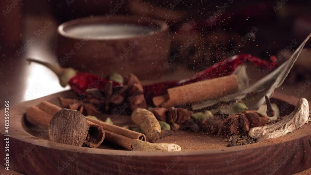 Falling Masala Indian Spices in Slow Motion Stock Video | Adobe Stock
