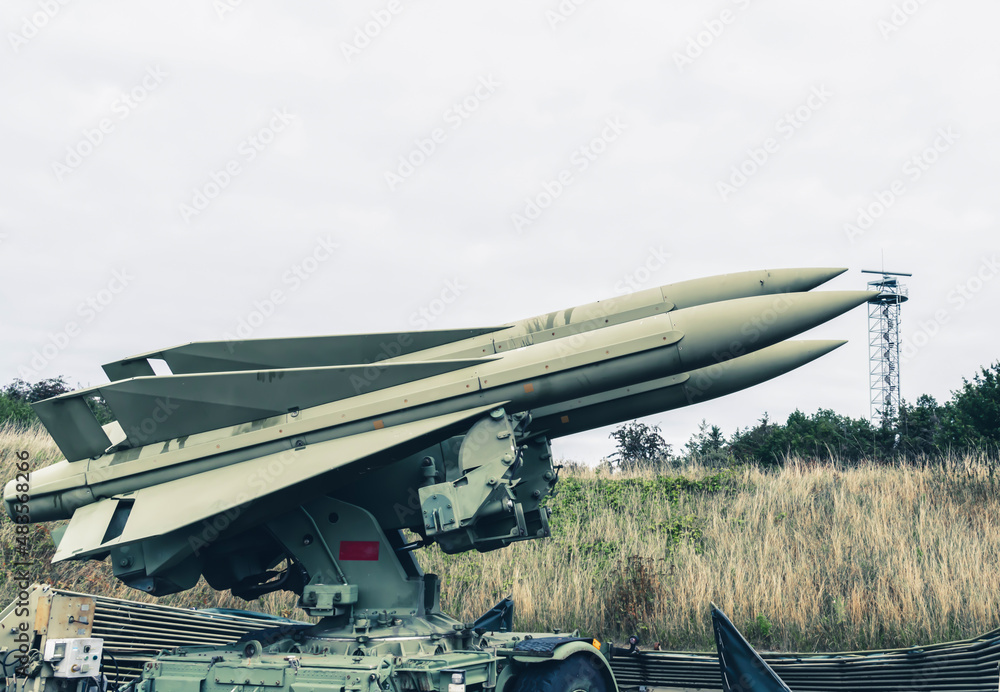Anti air missile defense system set up and ready to launch in case of ...