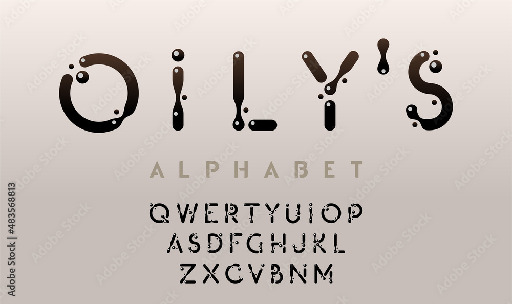 Liquid alphabet, bubble style letter collection, vector illustration ...