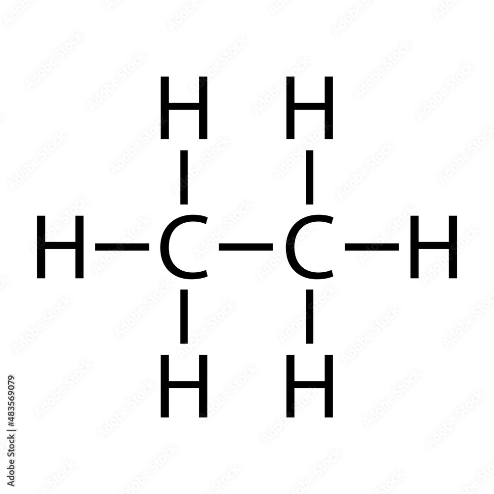 Ethane, organic chemical compound, molecule. Stick model, structural ...