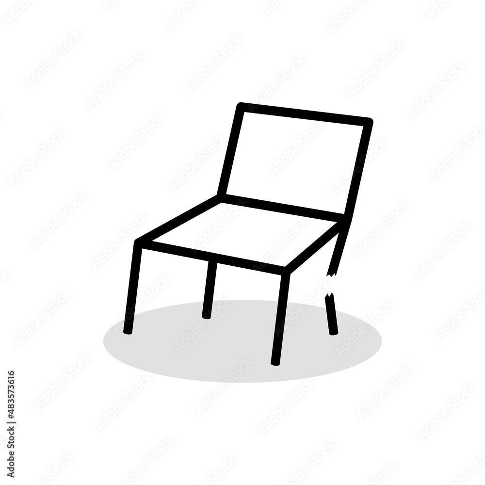 Broken chair. Minimal vector. Simple lines design. Doodle art ...