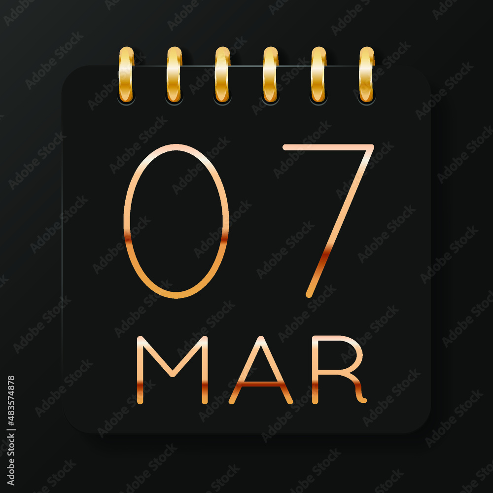 07 Day Of The Month March Luxury Calendar Daily Icon Date Day Week