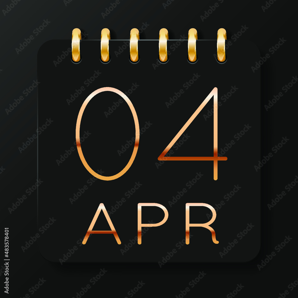 04 day of the month. April. Luxury calendar daily icon. Date day week ...