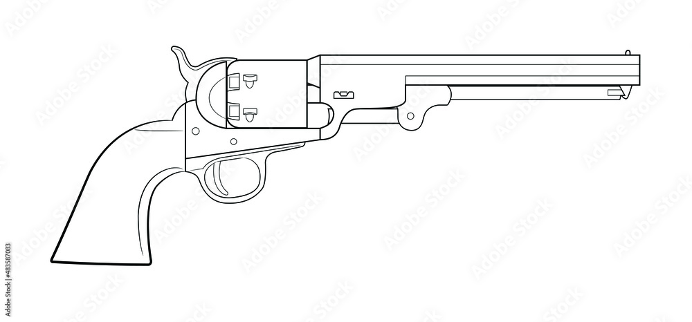 Vetor de Illustration of the black powder revolver Colt Navy 1851. do ...