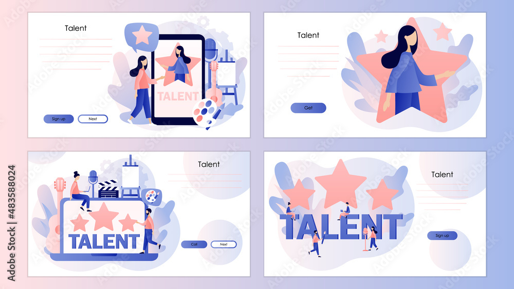 Talent concept. Talented tiny people. Super star. Open your potential ...