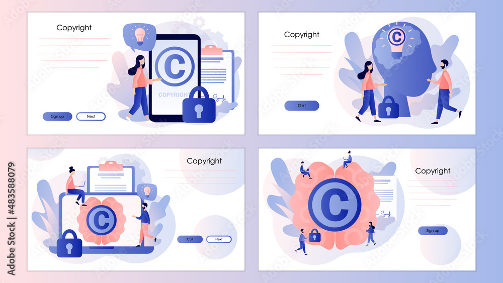 Intellectual property. Copyright. Tiny authors protecting idea's legal ...