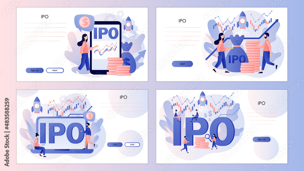 IPO concept. Initial public offering. Investor ivest stock market ...