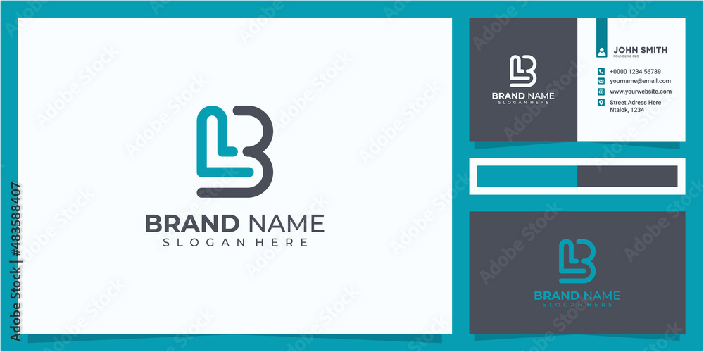 LB letter initial logo design template with business card icon. letter ...
