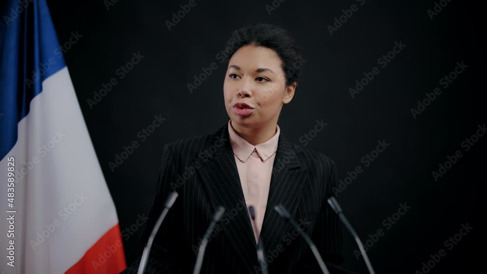 French female activist speaking at human rights conference gender ...