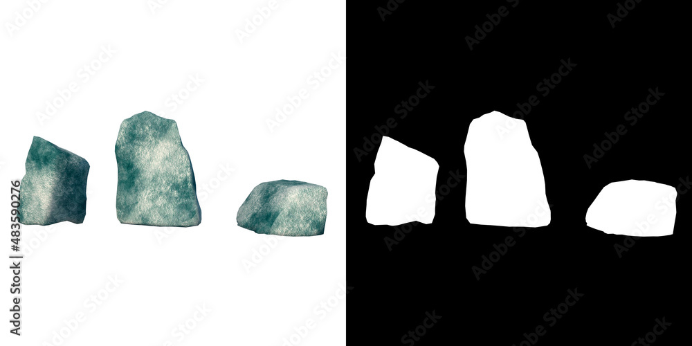 Rocks Chunks of Ice 3- Front view white background alpha png 3D ...