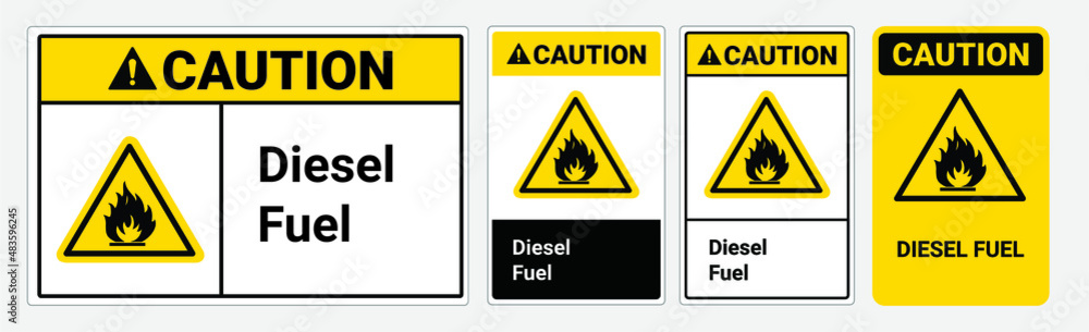 Caution Diesel FuelVector sign. Yellow triangle symbol. Stock Vector ...