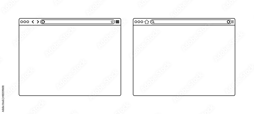 Web Browser Window Mockup Set Desktop Template Of Browser Vector